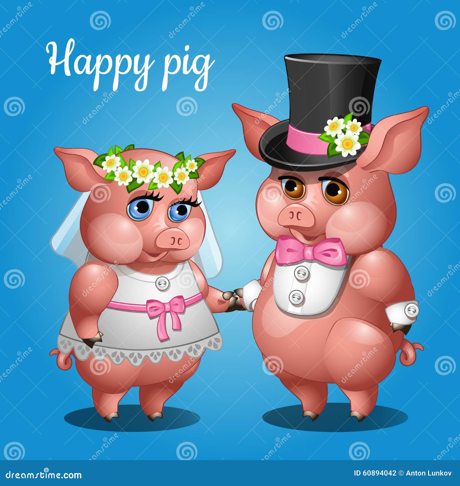 Cute Pig Cartoon Couple