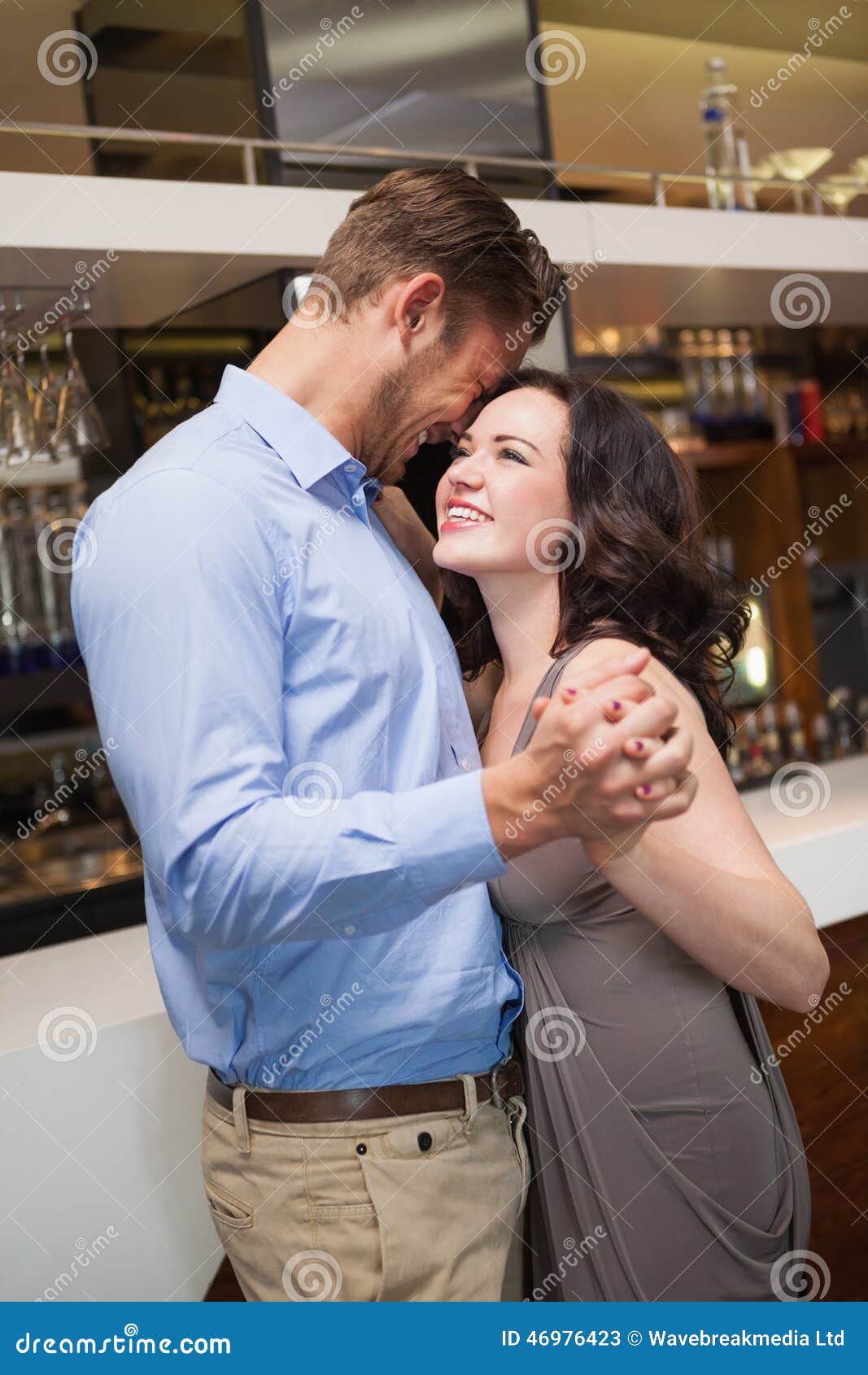 Cute Couple Slow Dancing Together Stock Image - Image of glass ...