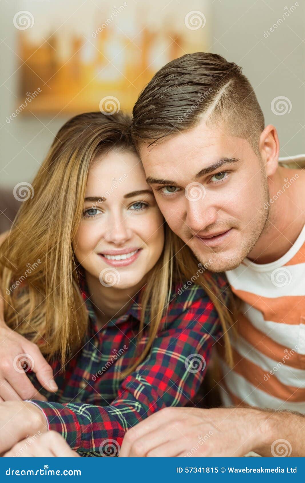 Cute Couple Smiling at Camera Stock Image - Image of attractive ...