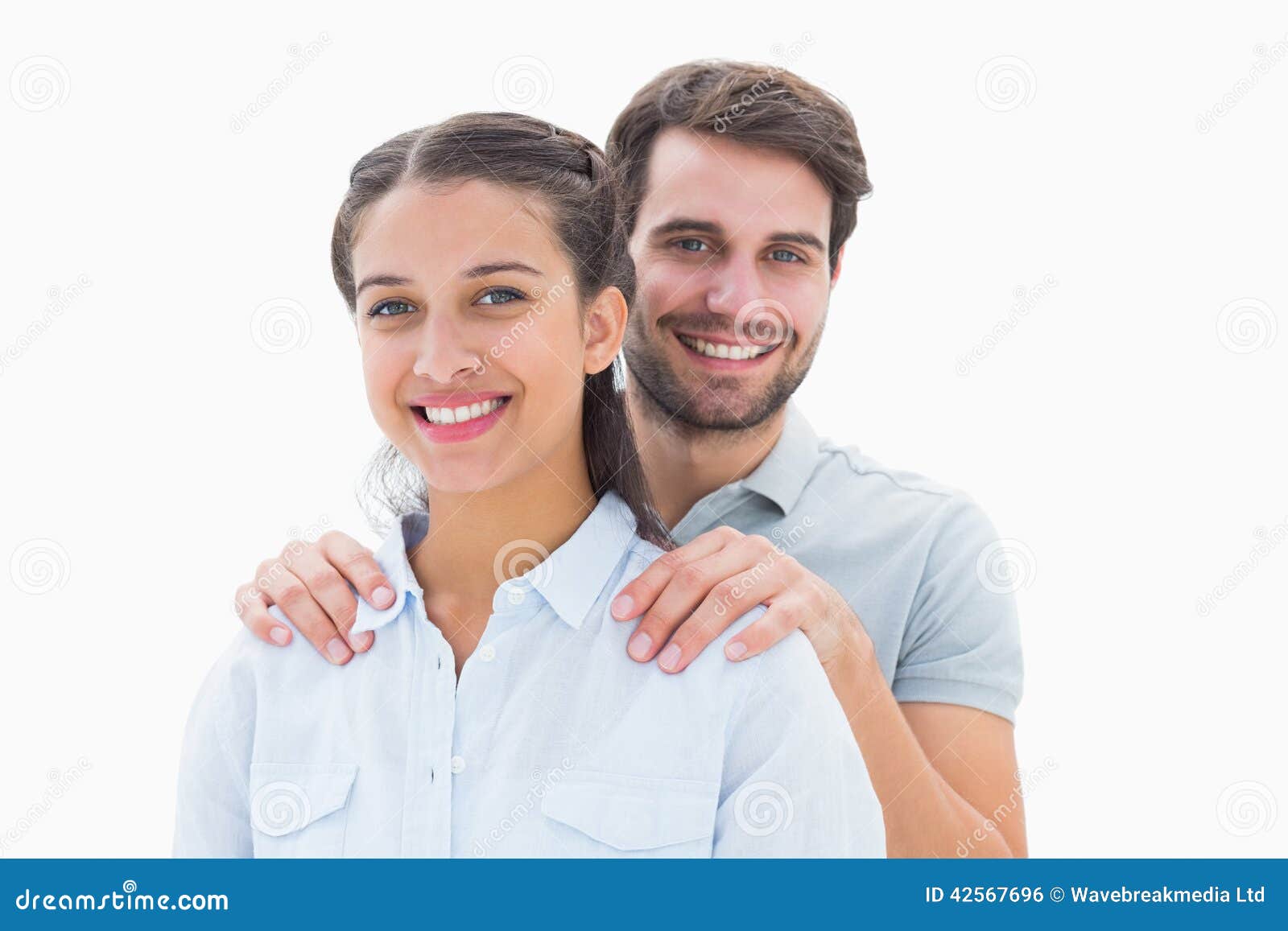 Cute Couple Smiling at Camera Stock Photo - Image of handsome, young ...