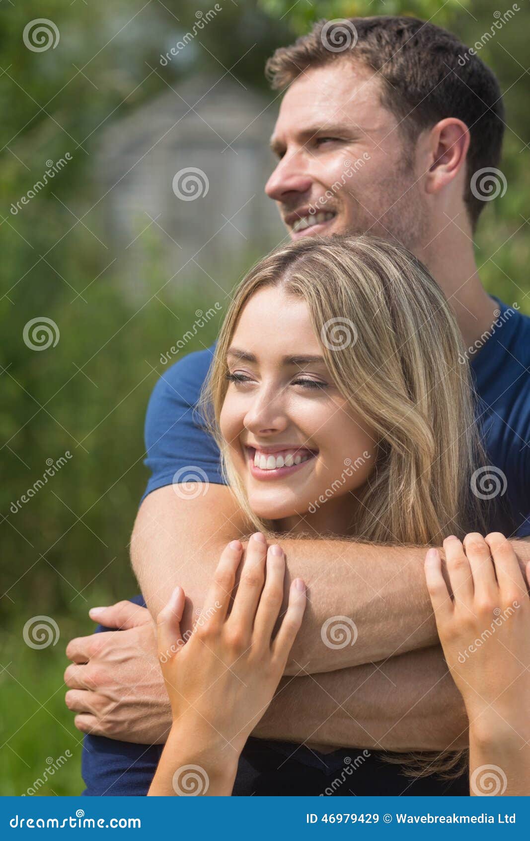 Cute Couple Smiling and Hugging Stock Image - Image of smiling ...