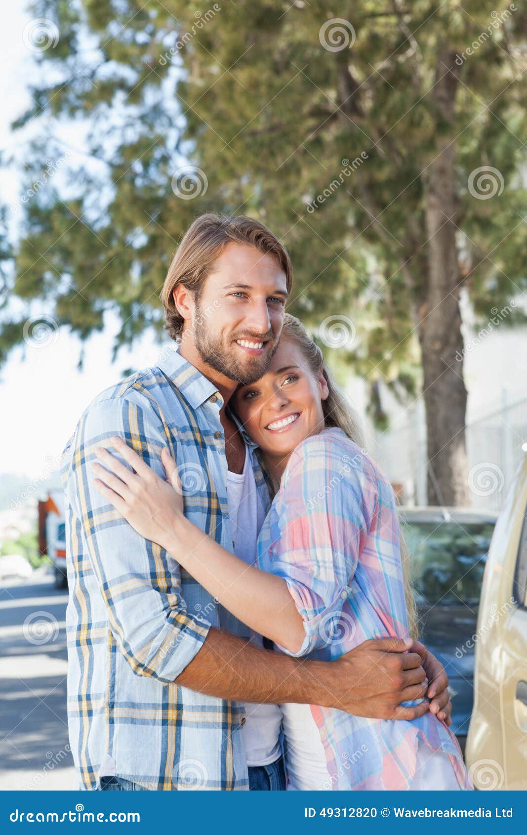 Cute Couple Standing and Hugging Stock Photo - Image of female, life ...
