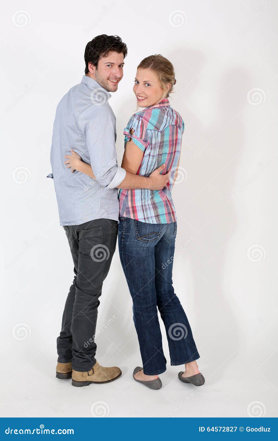 Cute Couple Standing Isolated Stock Image - Image of pretty, love: 64572827