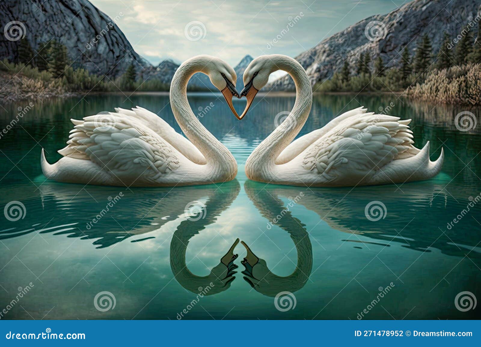 Cute couple of the swans stock illustration. Illustration of beautiful ...