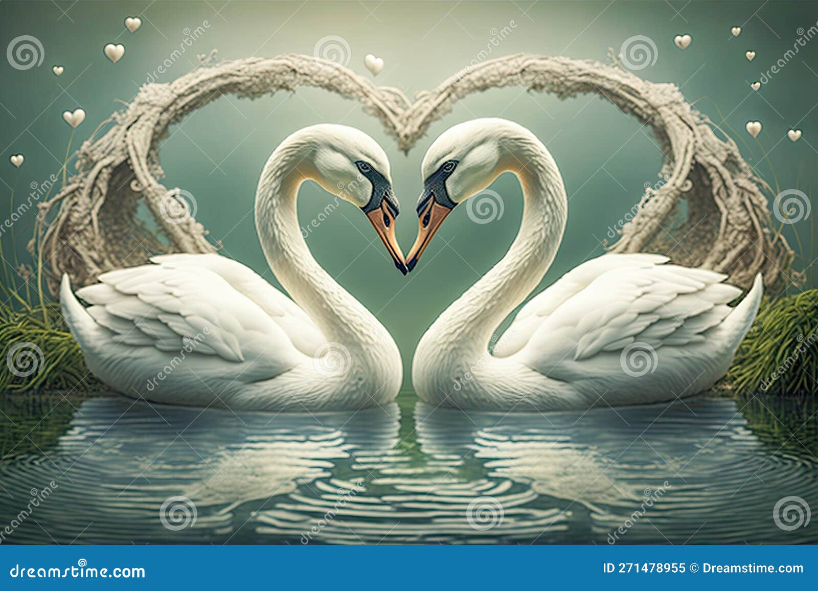 Cute couple of the swans stock illustration. Illustration of heart ...