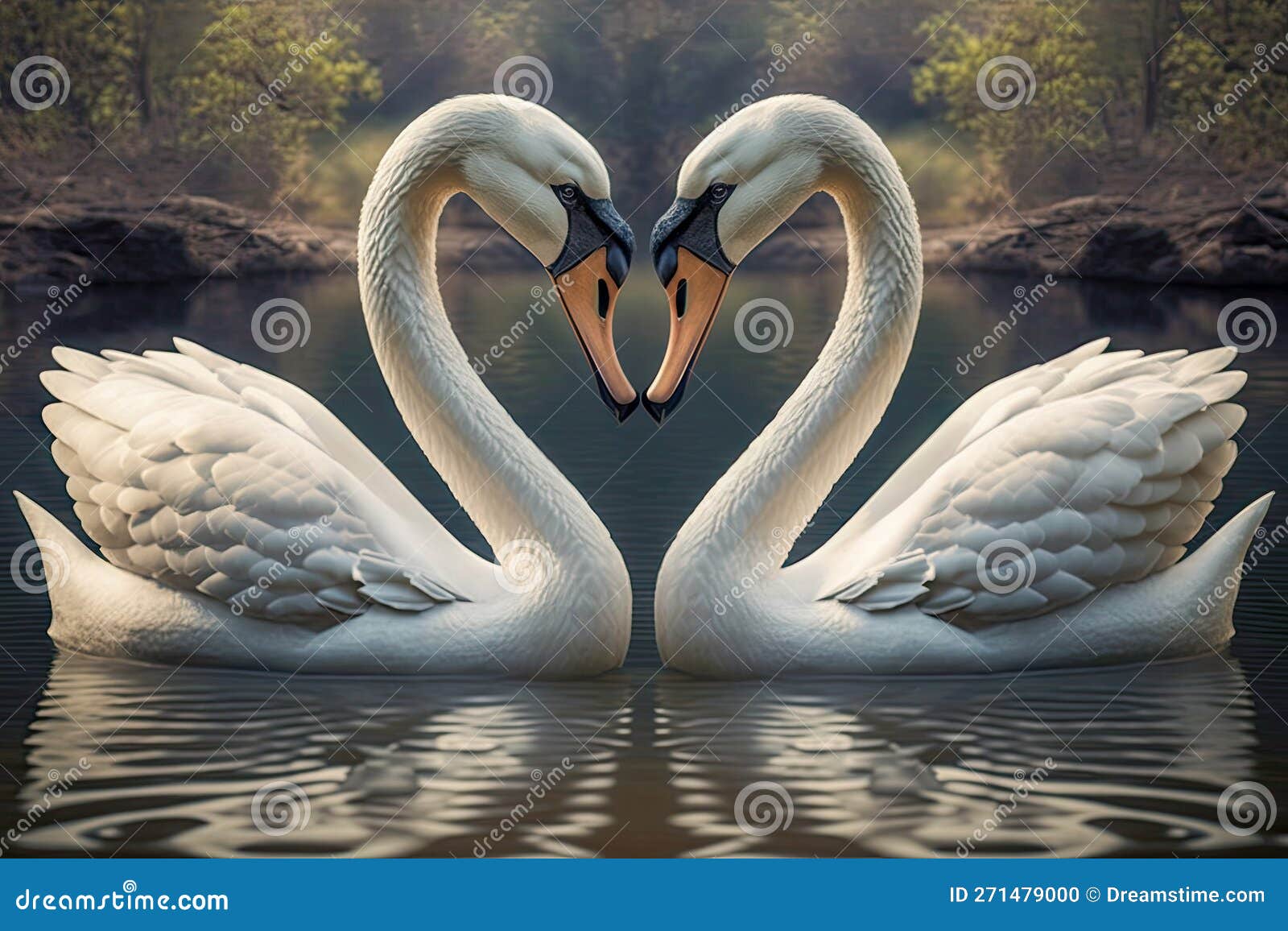 Cute couple of the swans stock illustration. Illustration of design ...