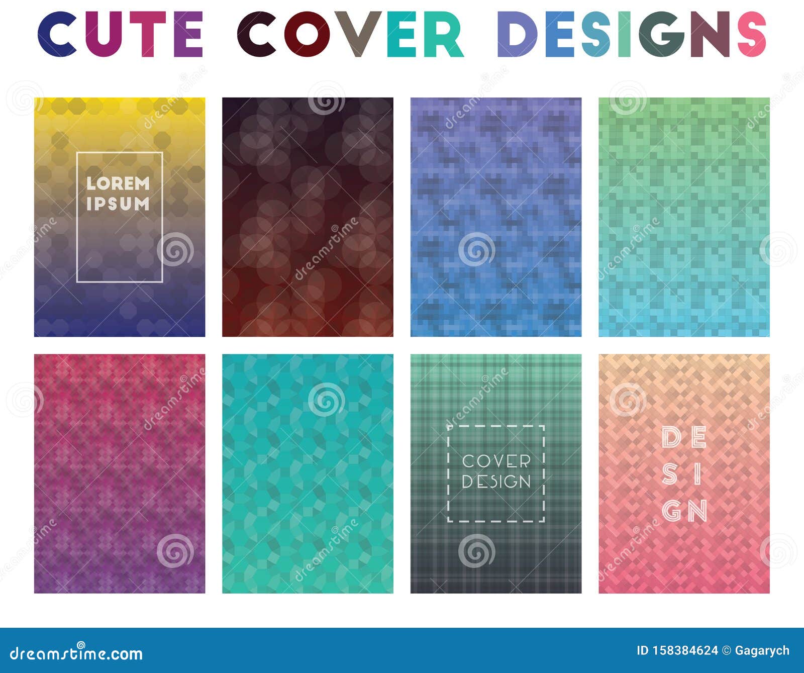Cute Cover Designs. stock vector. Illustration of card - 158384624