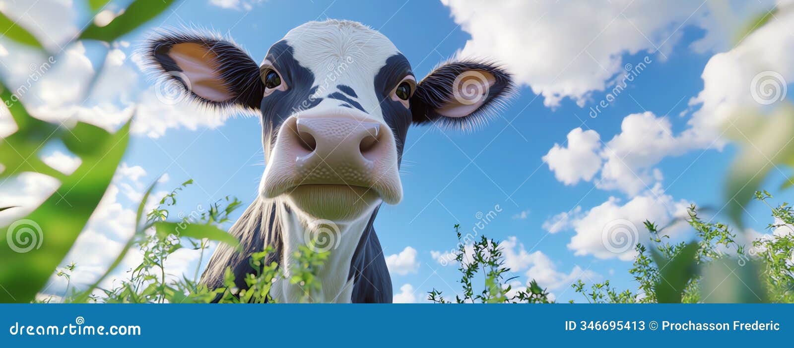 Cute cow, AI generated stock illustration. Illustration of closeup ...