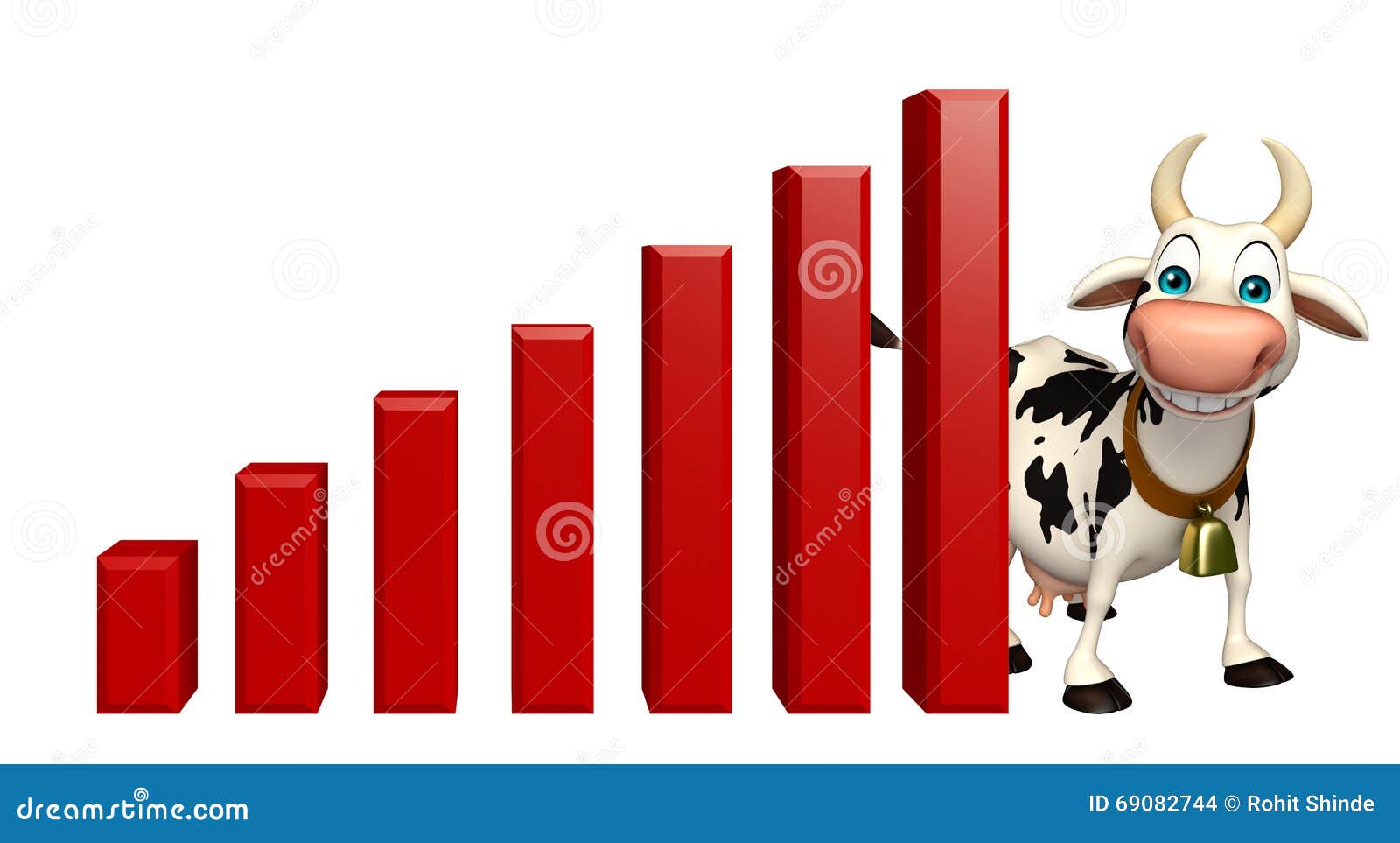 Cute Cow Cartoon Character with Graph Stock Illustration - Illustration ...