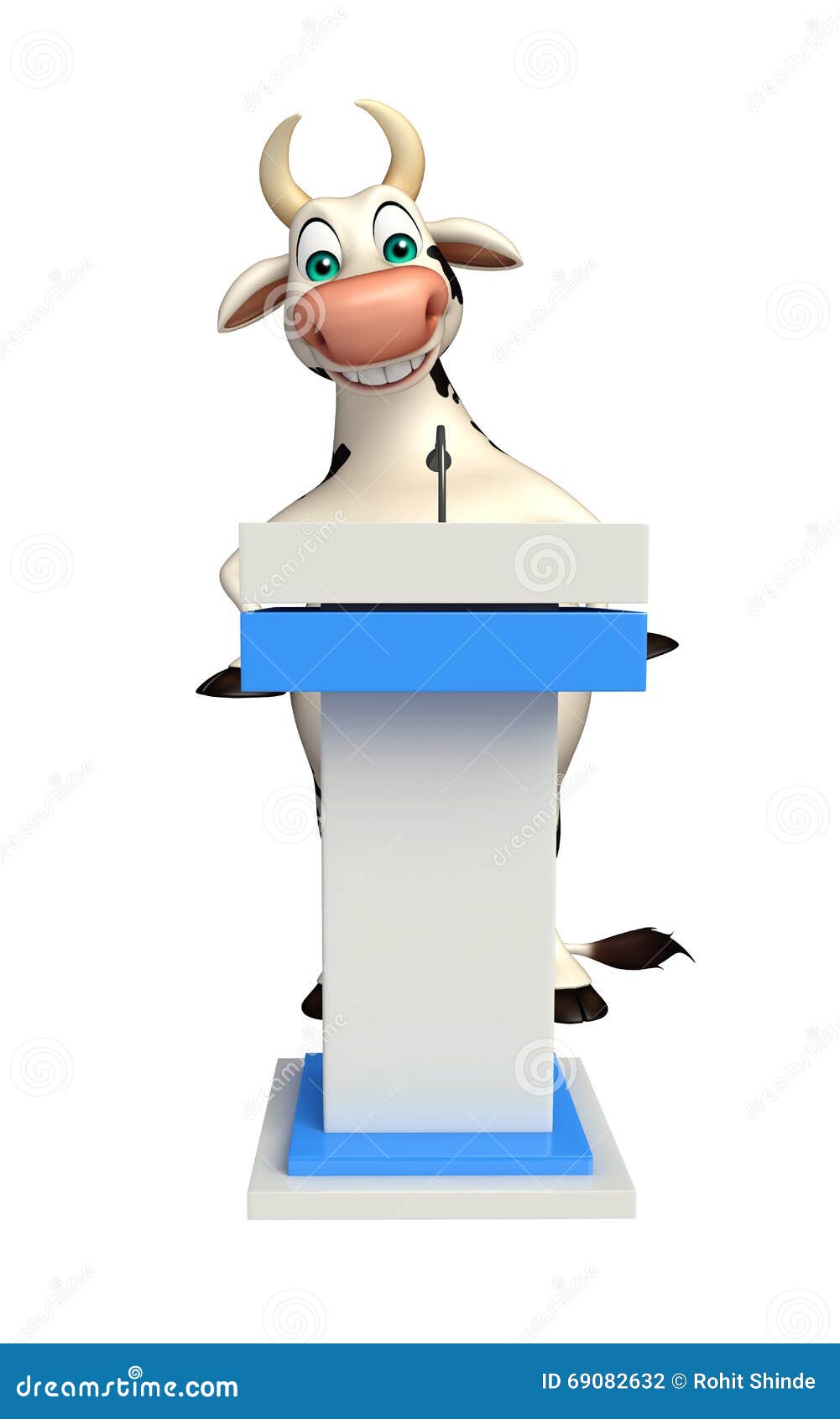 Cute Cow Cartoon Character with Speech Stage Stock Illustration ...