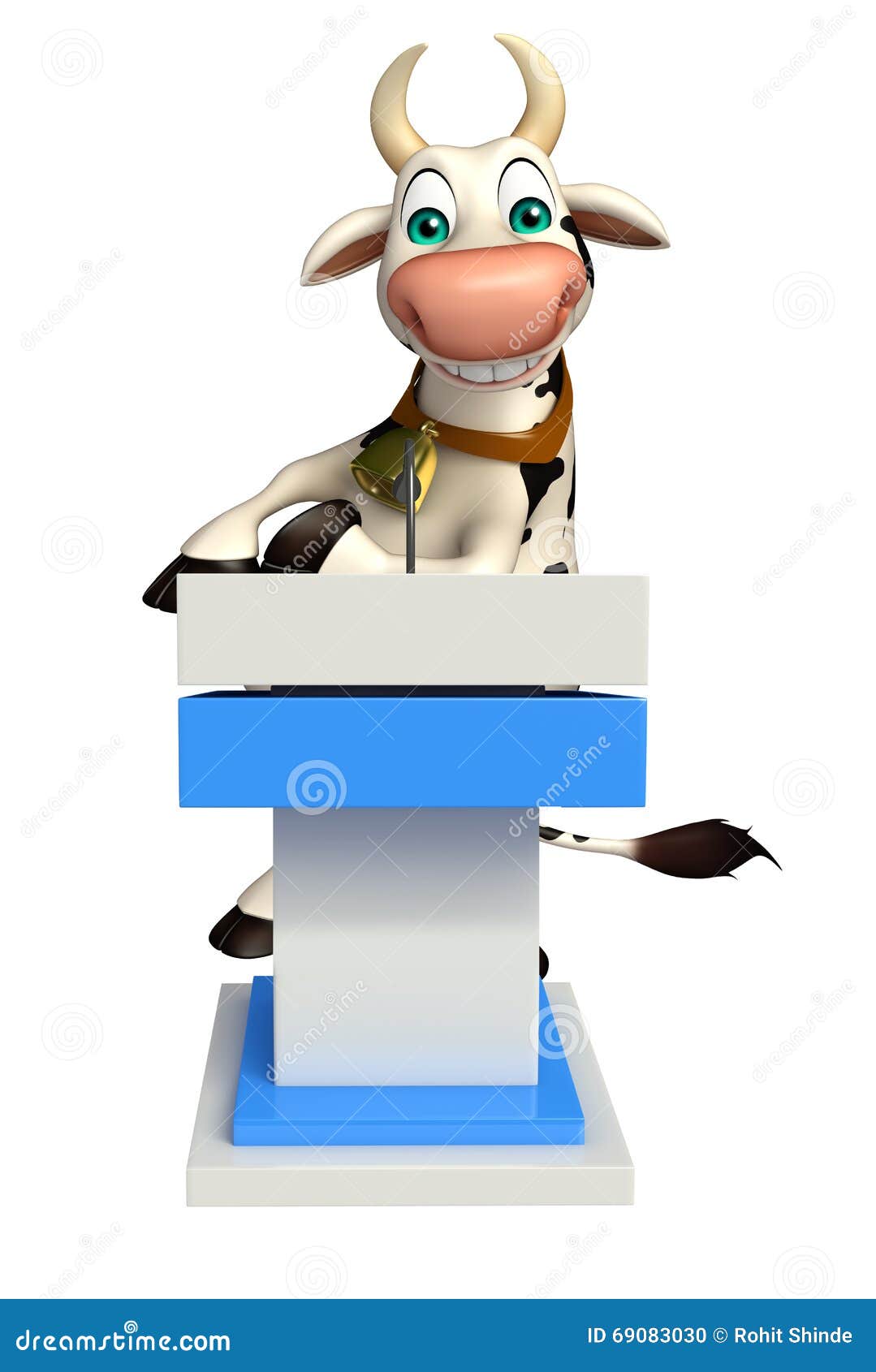 Cute Cow Cartoon Character with Speech Stage Stock Illustration ...