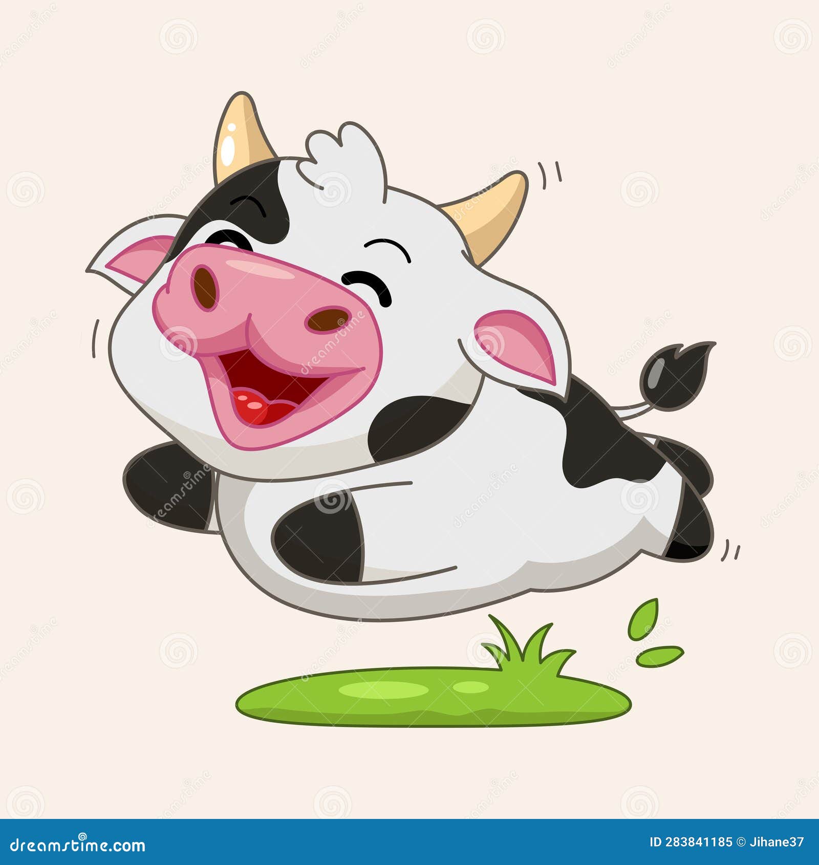 Cute cow cartoon jumping stock illustration. Illustration of isolated ...