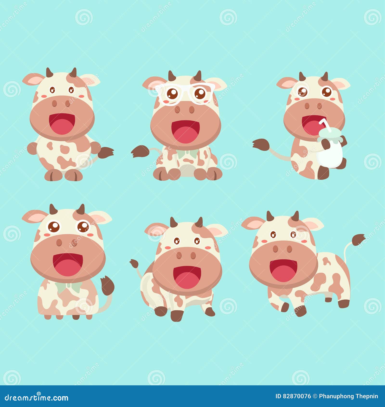 Cute cow cartoon. stock vector. Illustration of isolated - 82870076
