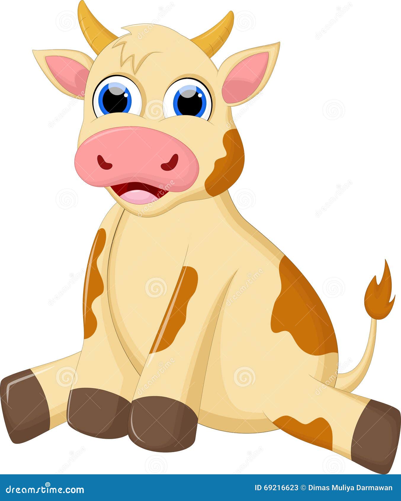 Cute Cow Cartoon Sitting Vector Illustration | CartoonDealer.com #30568236