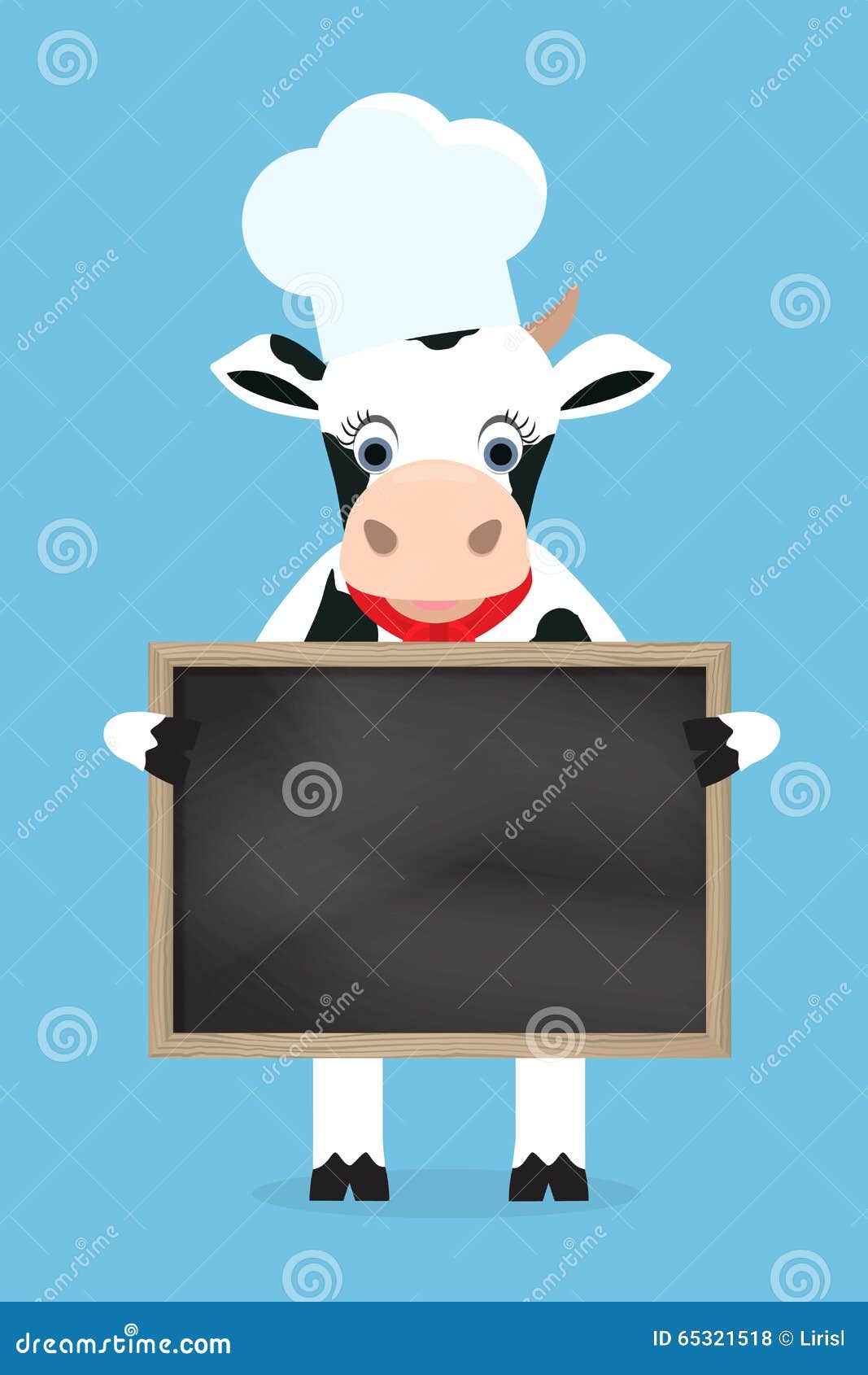 Cute Cow Chef Holding Black Board in Hands. Vector Illustration Stock ...