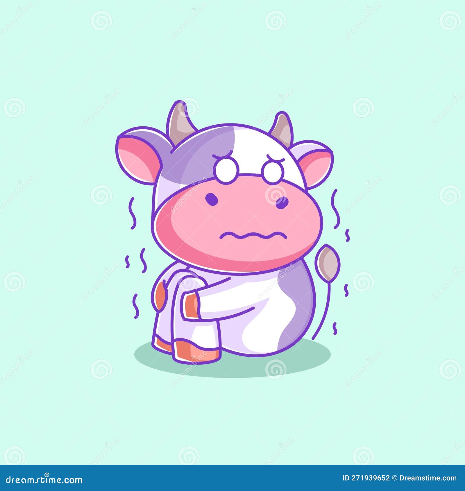 Cute Cow is Feeling so Scared Stock Vector - Illustration of cartoon ...
