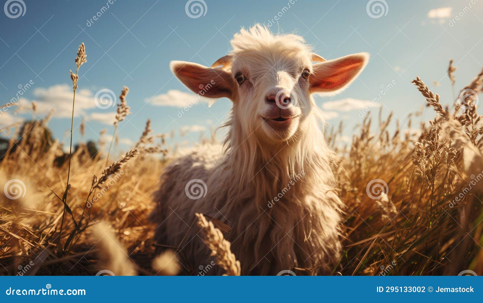 Cute Cow and Goat Grazing in Yellow Meadow at Sunset Generated by AI ...