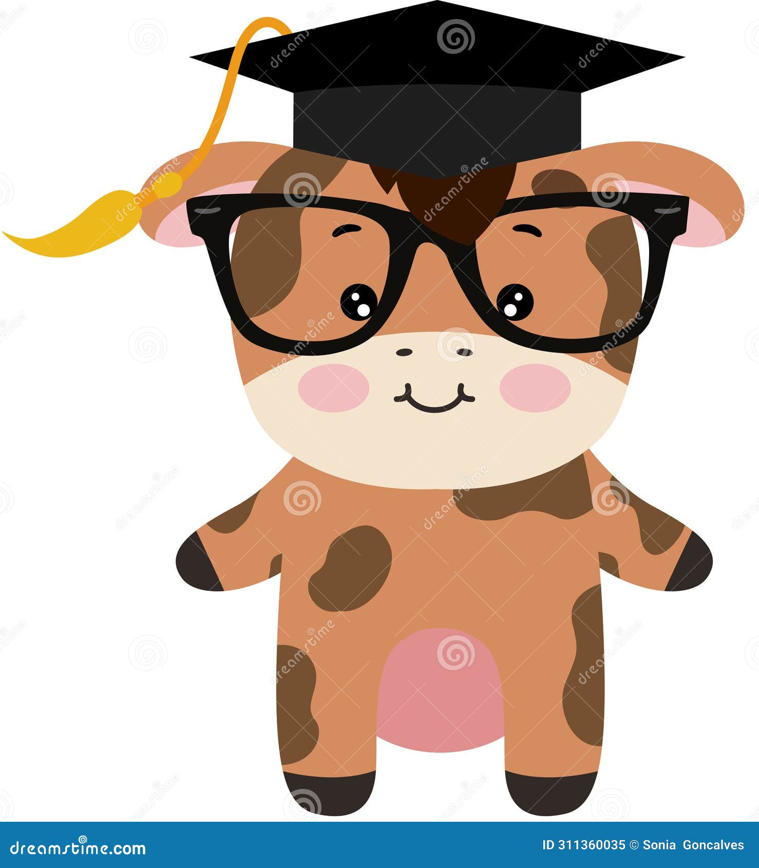 Cute Cow with Graduation Cap Stock Vector - Illustration of nice ...