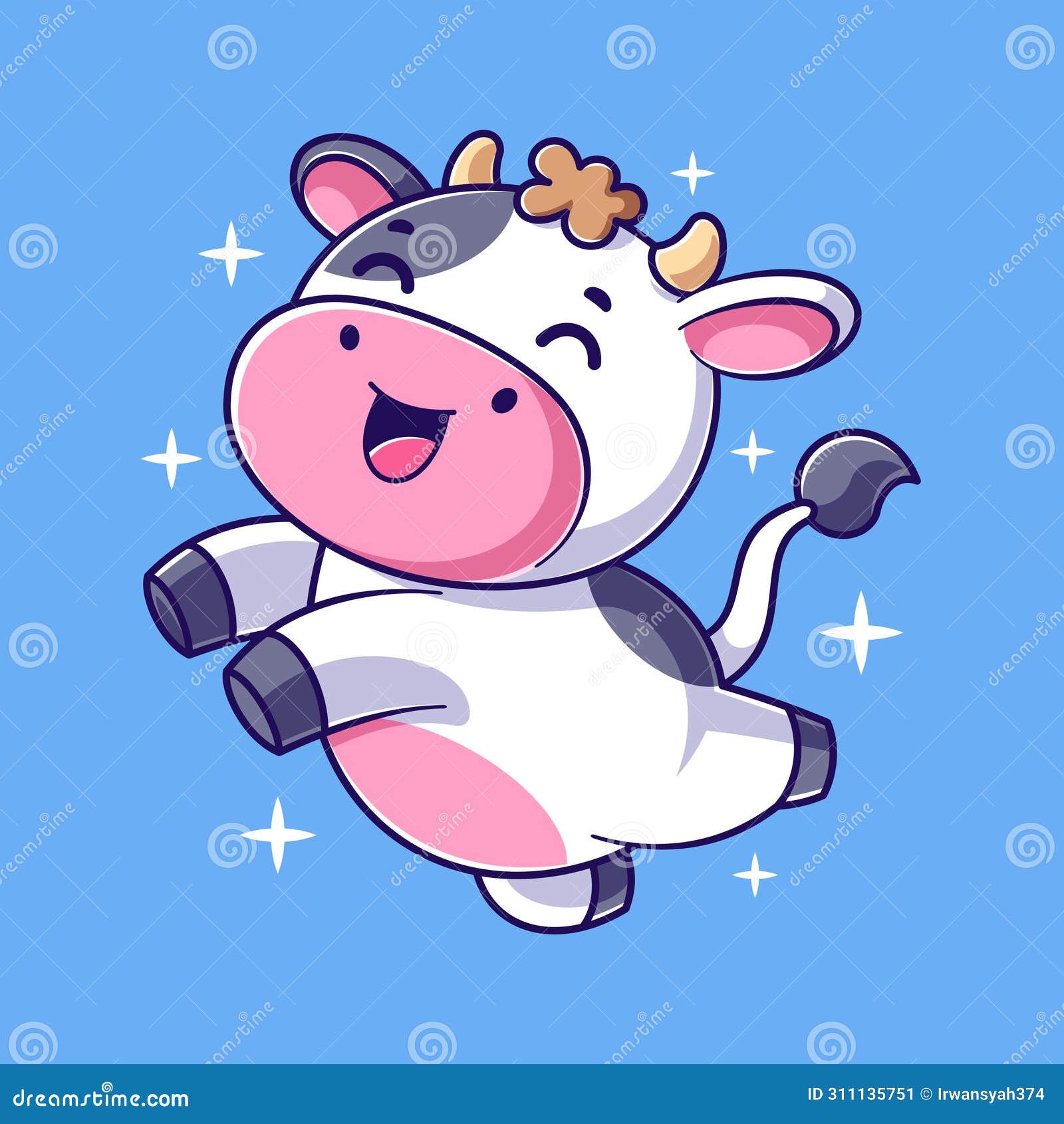 Cute Cow Jumping because it Feels Happy Stock Vector - Illustration of ...