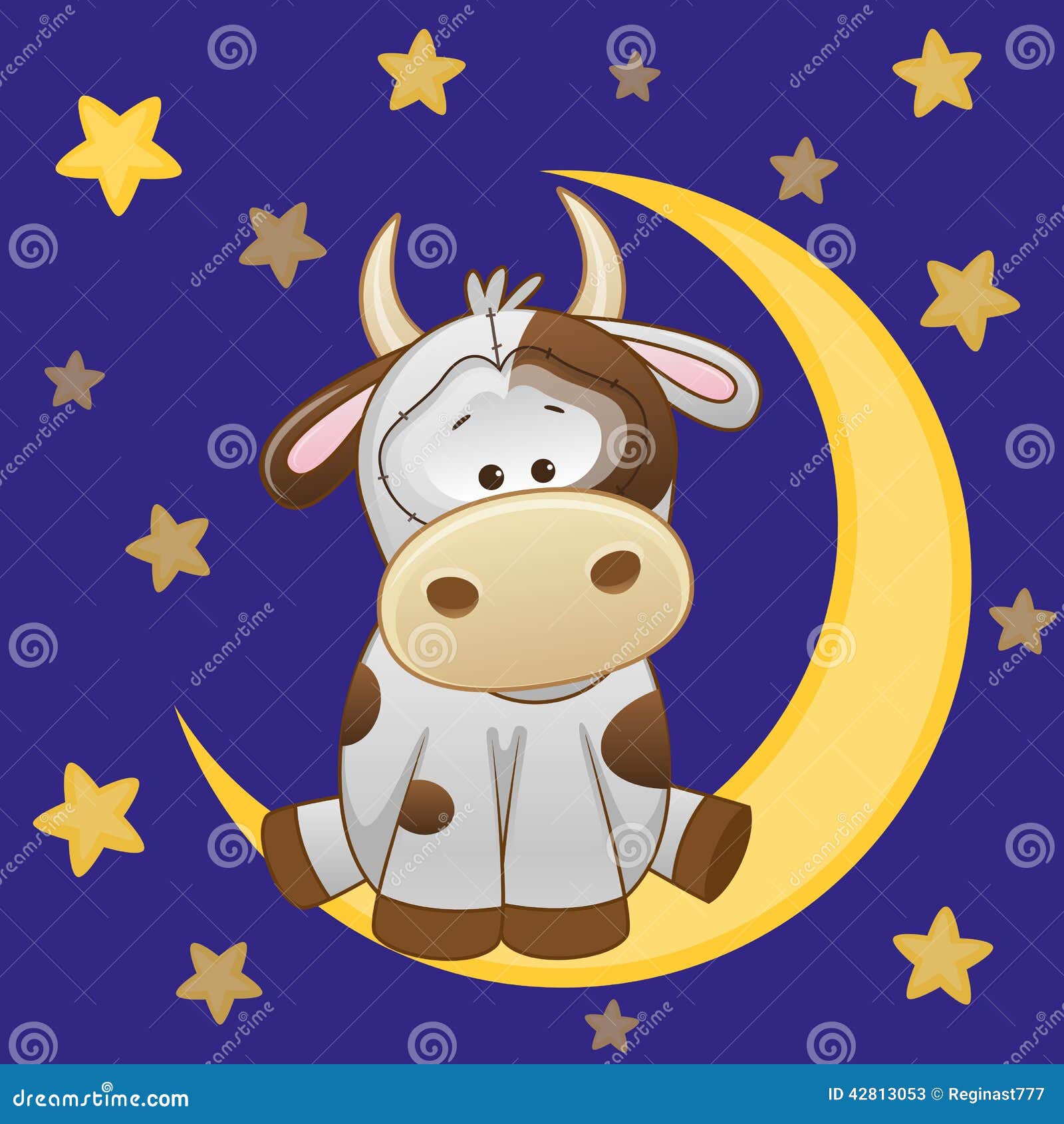 Cute Cow on the moon stock vector. Illustration of laughing - 42813053