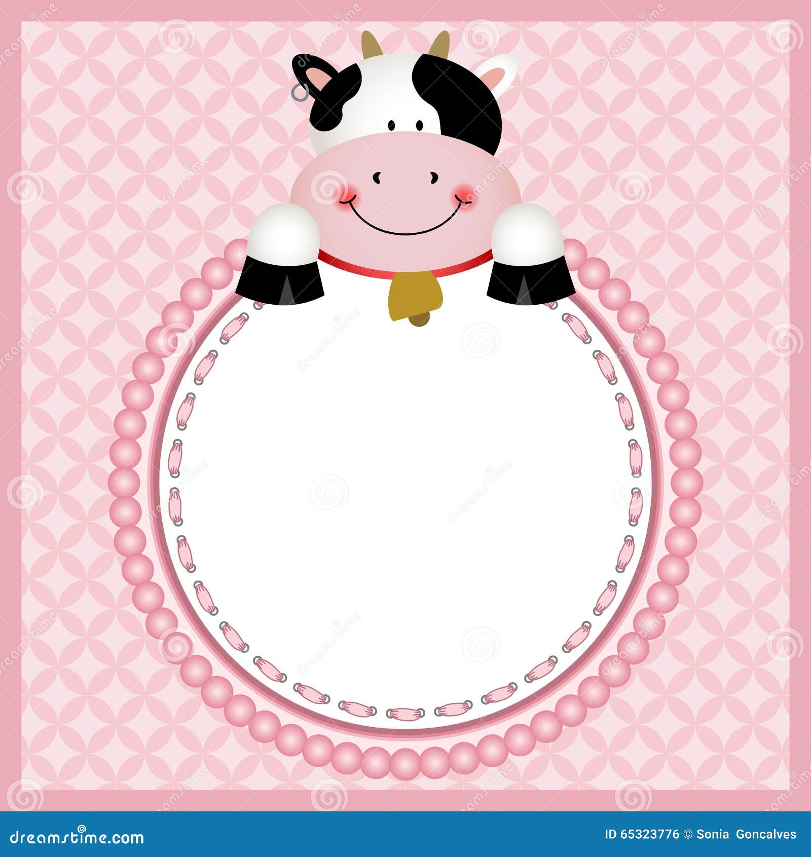 Cute Cow in Round Frame Background Stock Vector - Illustration of ...