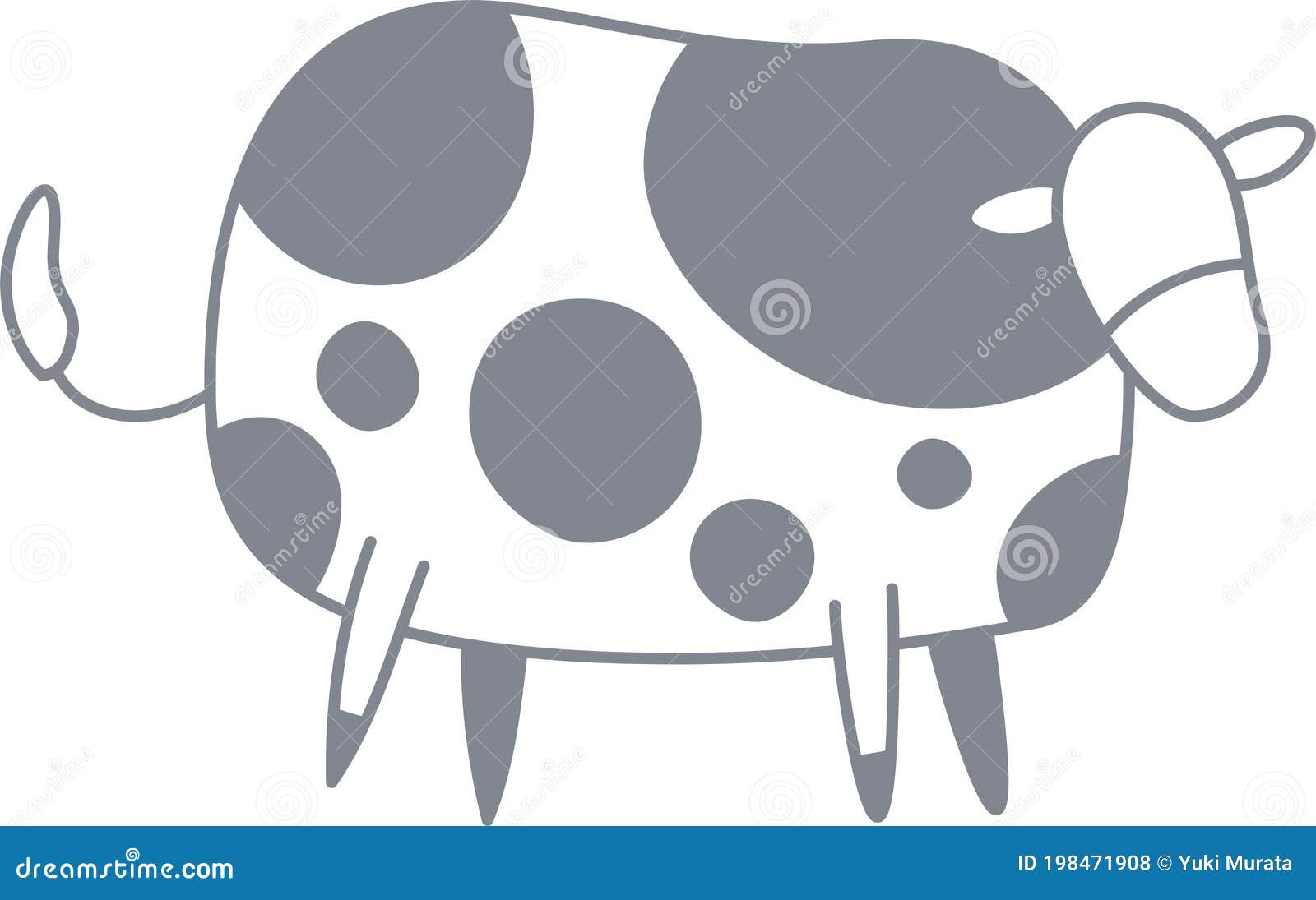 Cute Cow Silhouette Illustration Stock Vector - Illustration of ...