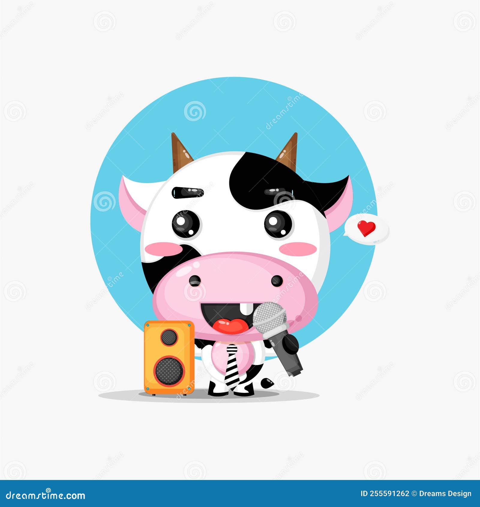 Cute cow is singing stock vector. Illustration of domestic - 255591262