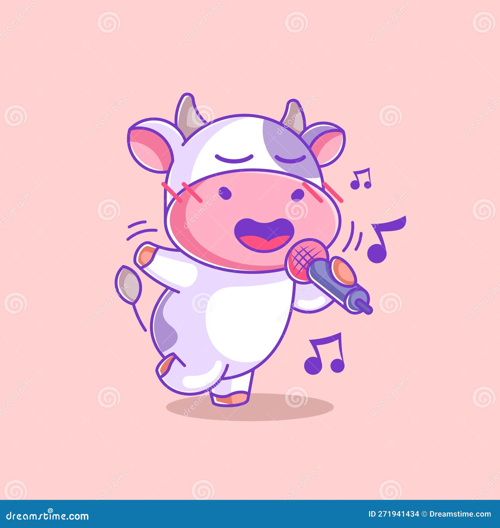Cute Cow is Singing Cartoon Stock Vector - Illustration of diagram ...