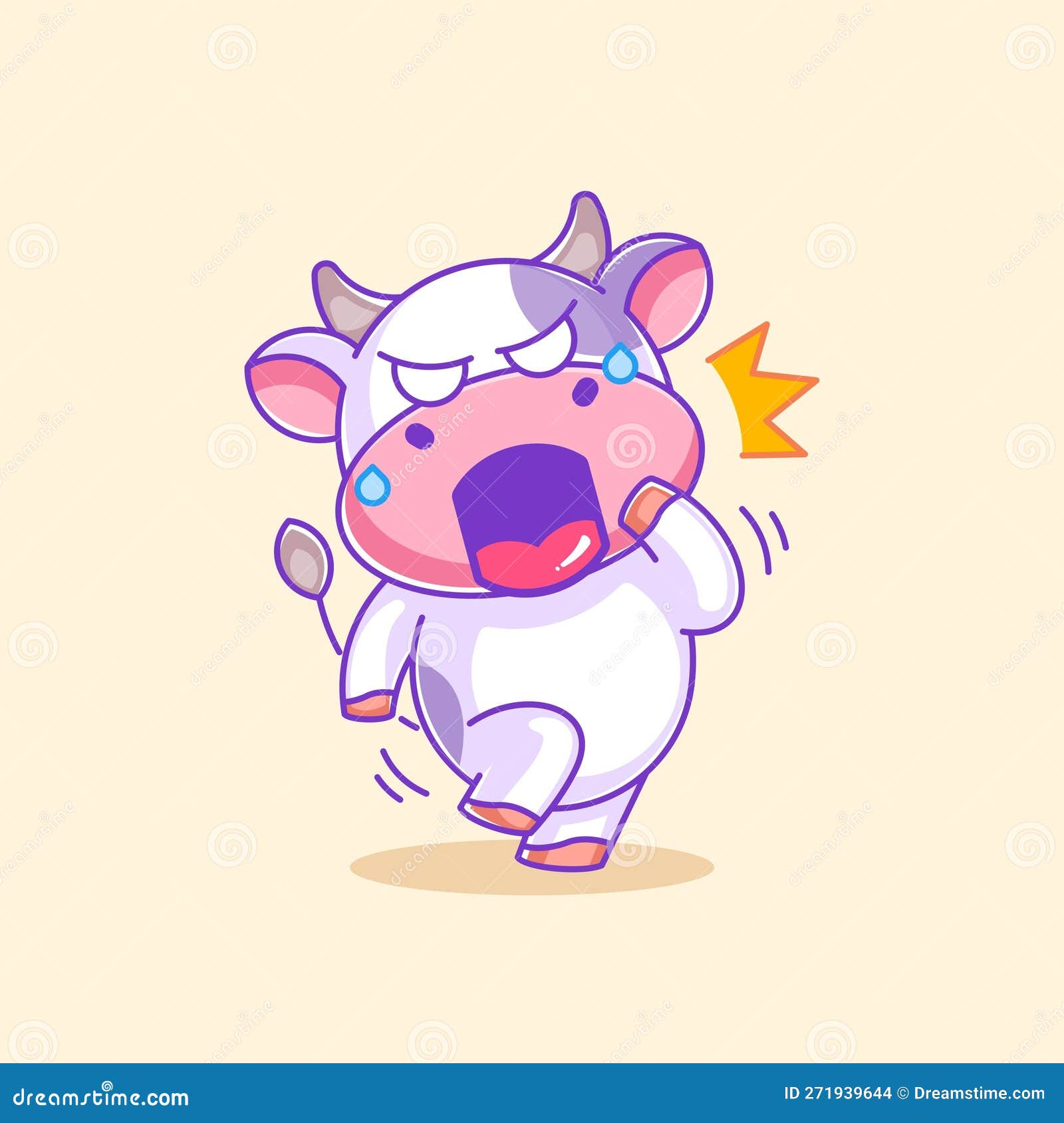 Cute cow is surprised stock vector. Illustration of surprised - 271939644