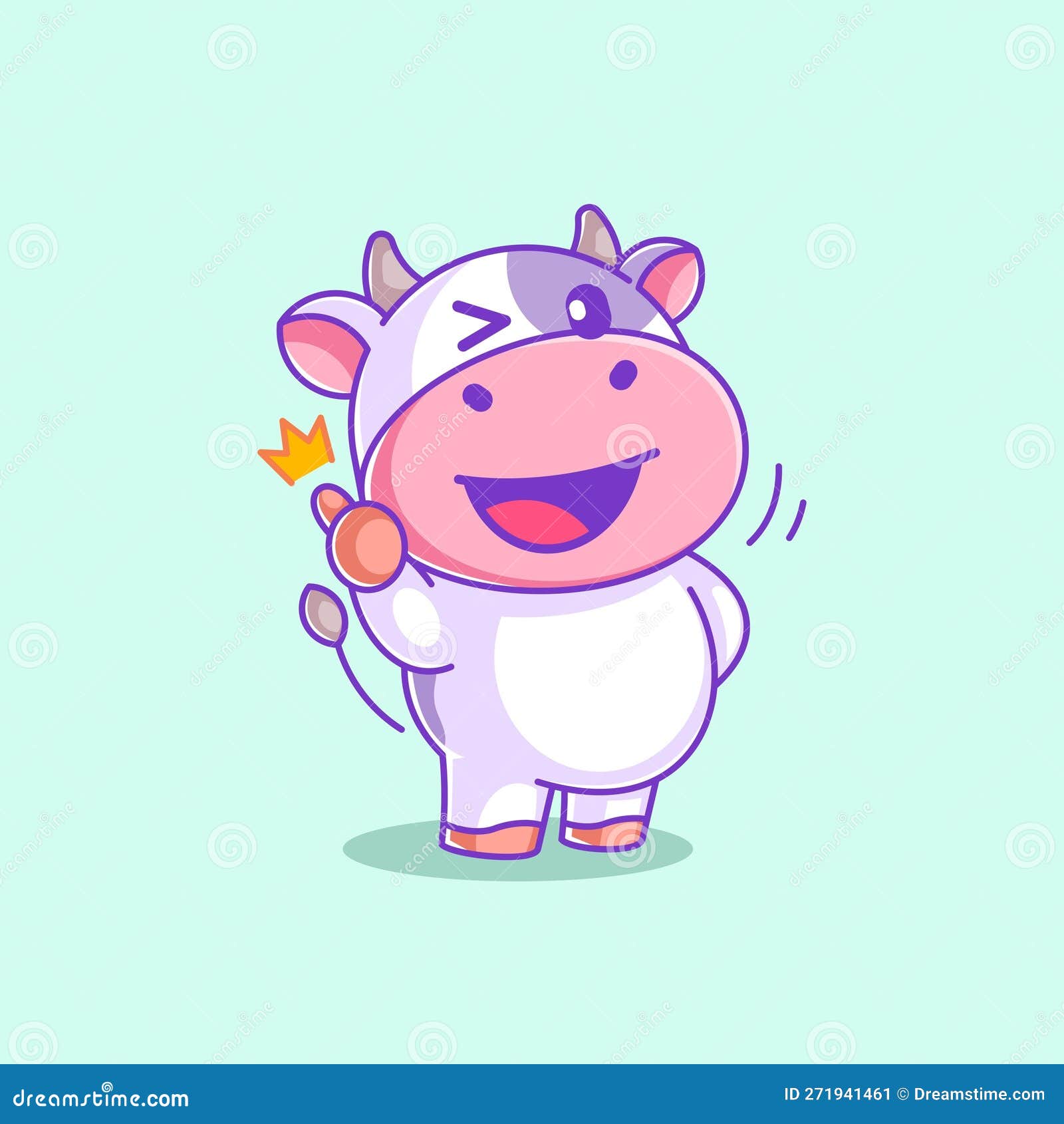 Cute cow with thumb up stock vector. Illustration of brand - 271941461