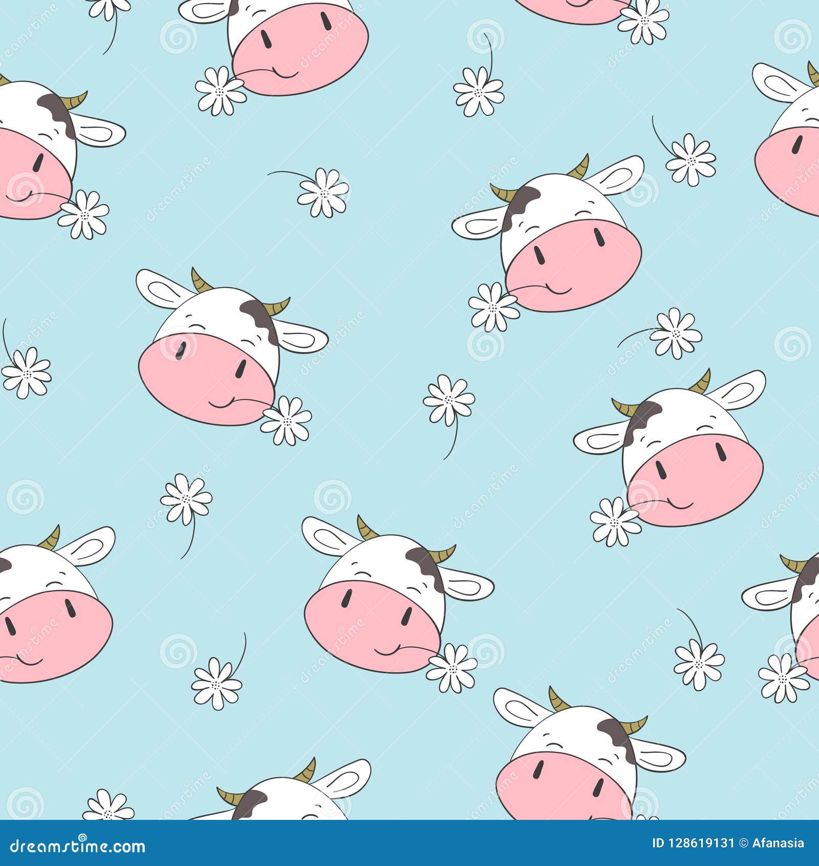 Cute Cows Seamless Pattern. Vector Childish Background Stock Vector ...