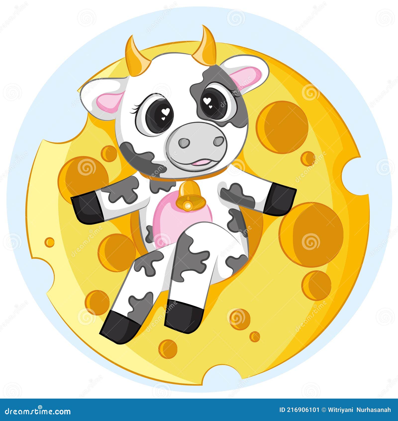 Cute Cows Vector with Cheese Stock Vector - Illustration of cattle ...