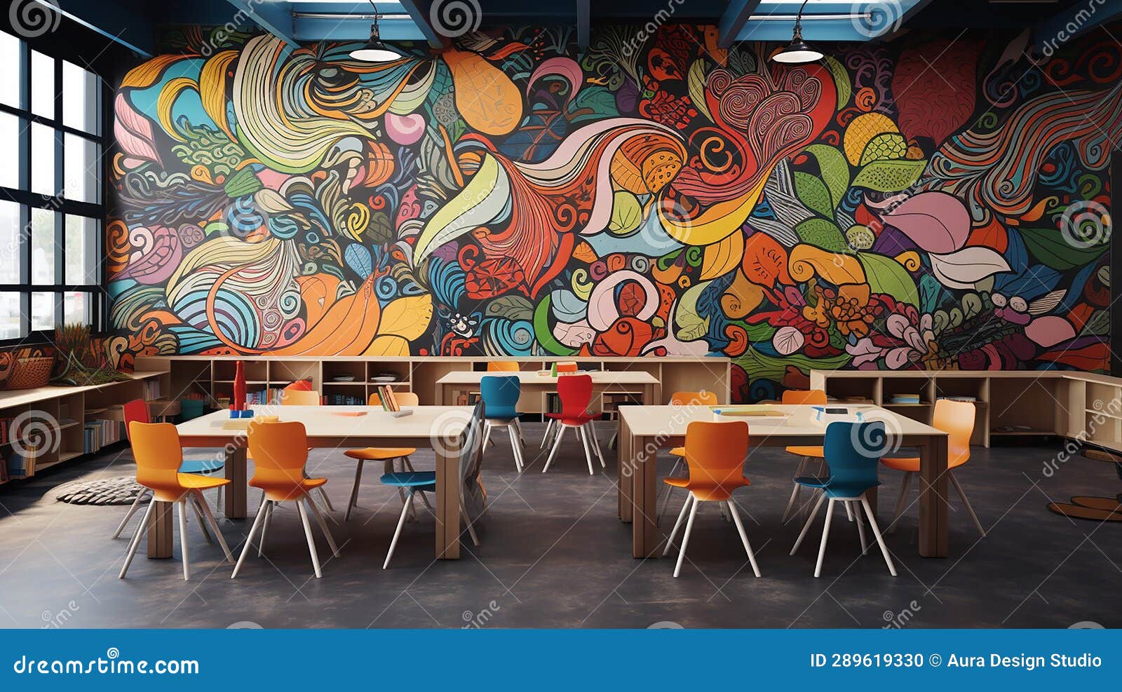 Cute Cozy and Colorful Classroom Playful Pattern Stock Illustration ...