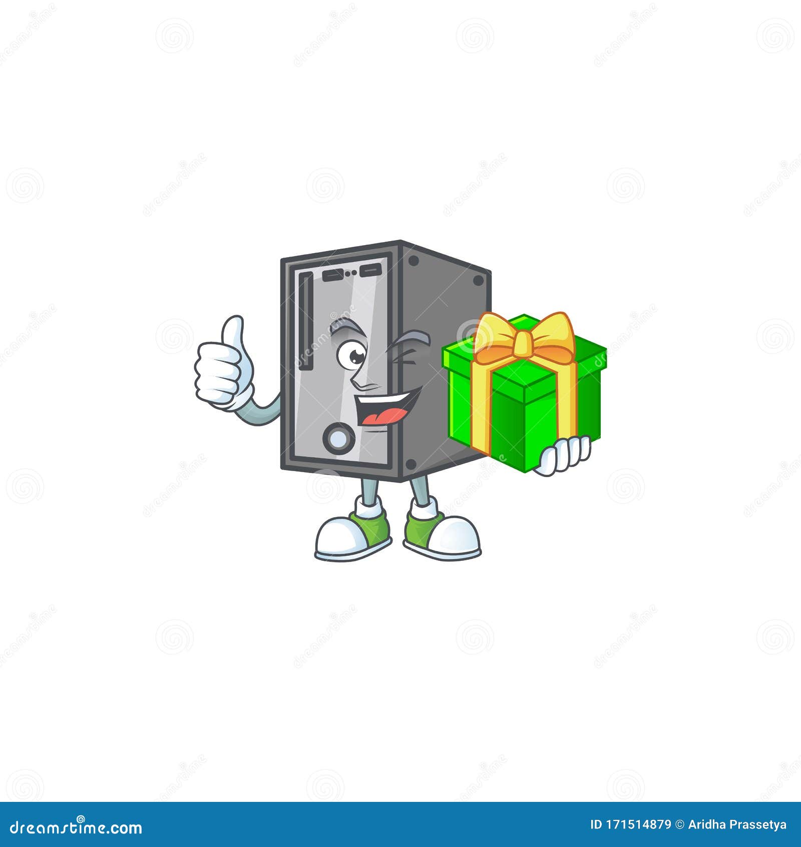 Cute CPU Character Holding a Gift Box Stock Vector - Illustration of ...