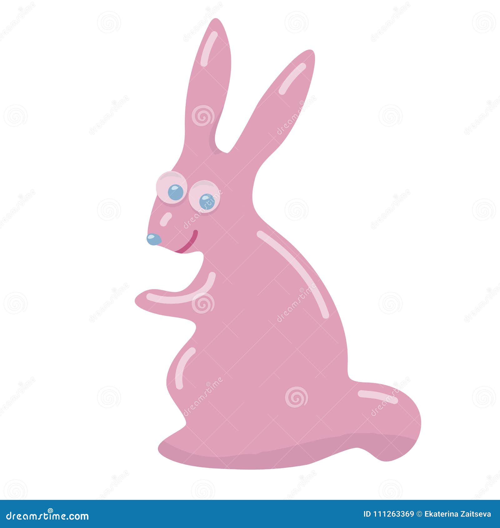 Cute Crazy Pink Easter Rabbit With Beady Eyes And Smiling Isolated On ...