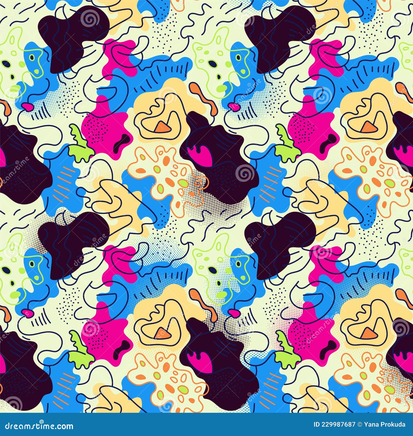 Cute Creative Abstract Pattern with Wave Shapes and Wave Lines Stock ...