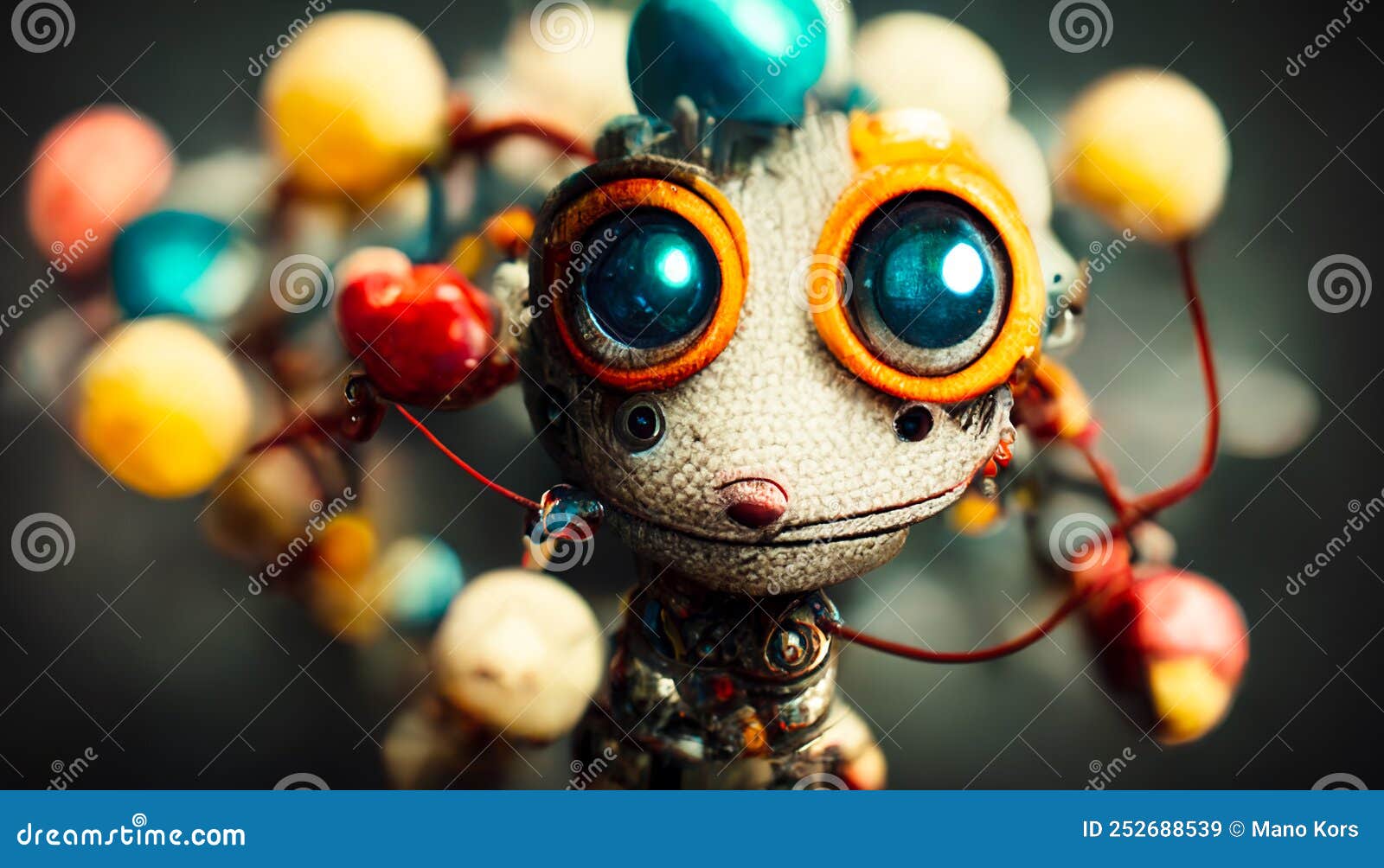 A Cute Creature Robot Formed Out of Marbles and Wires Stock Image ...