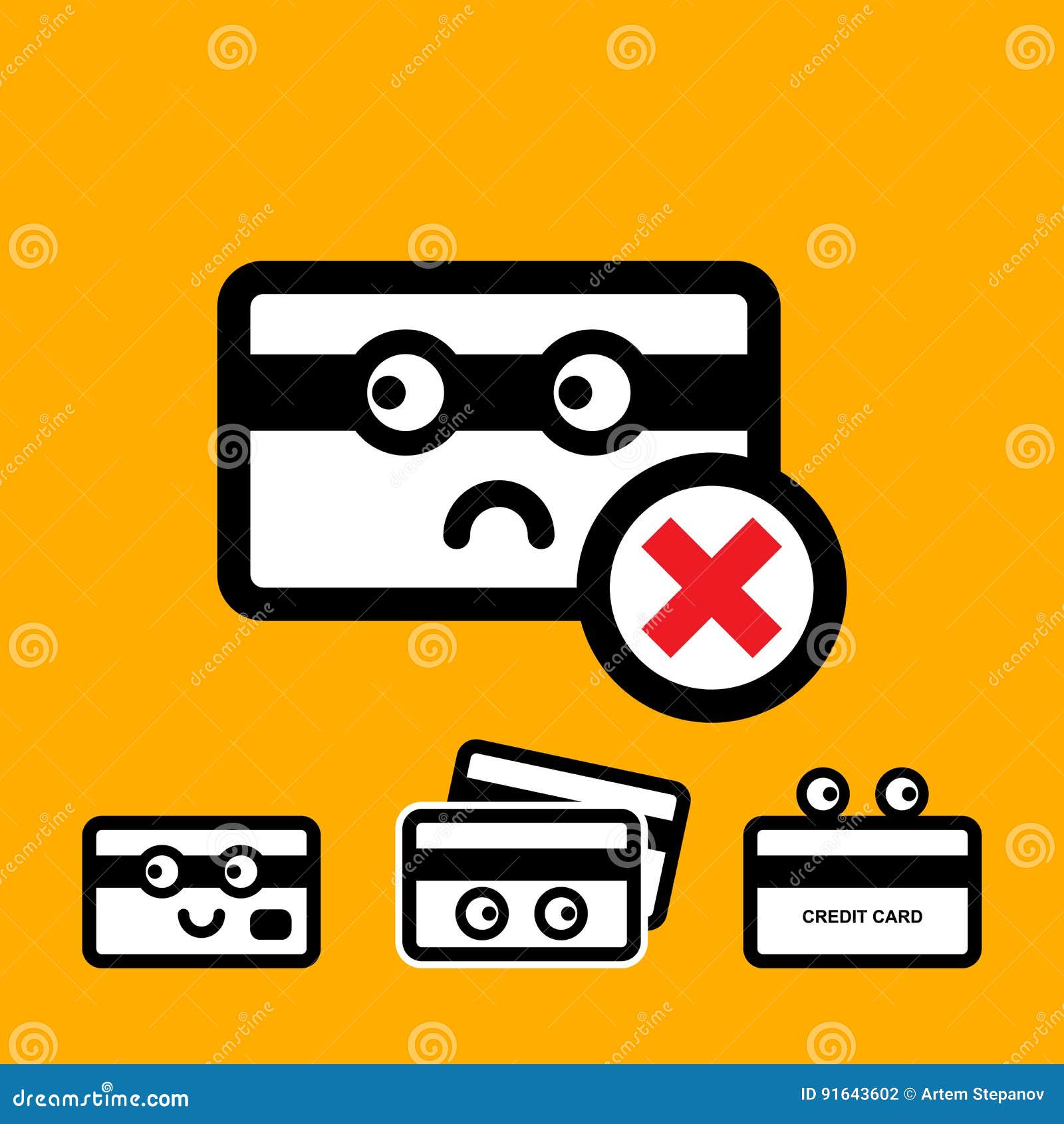 Cute Credit Card Vector Icon Set Stock Vector - Illustration of ...