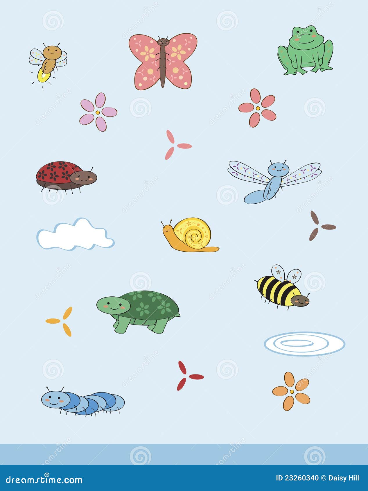 Cute creepy crawly set stock vector. Illustration of ladybug - 23260340