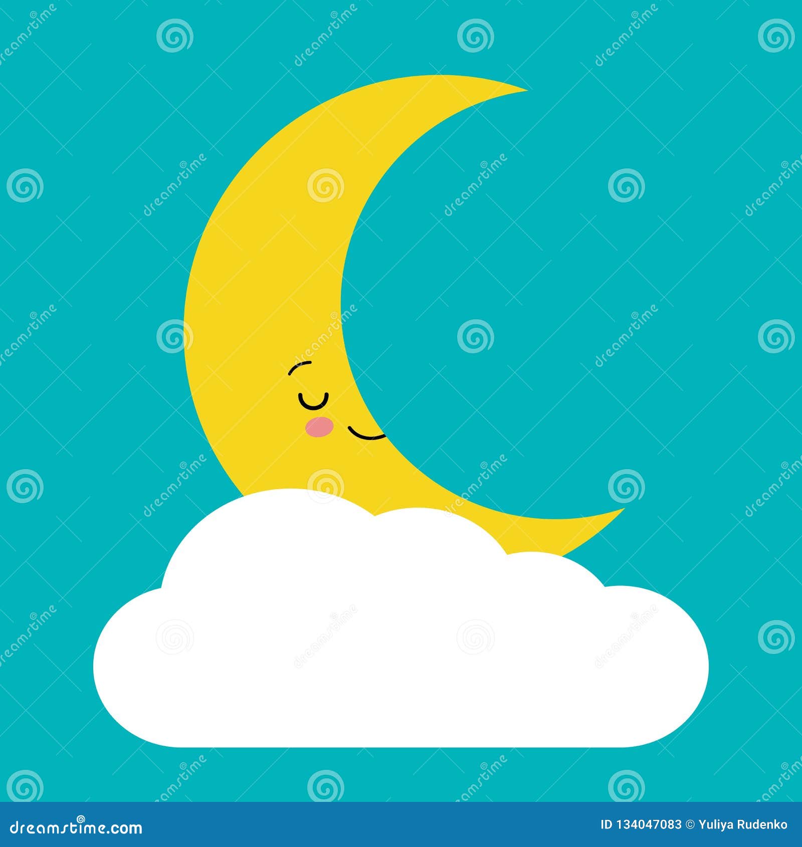 Sleeping Cartoon Crescent Moon