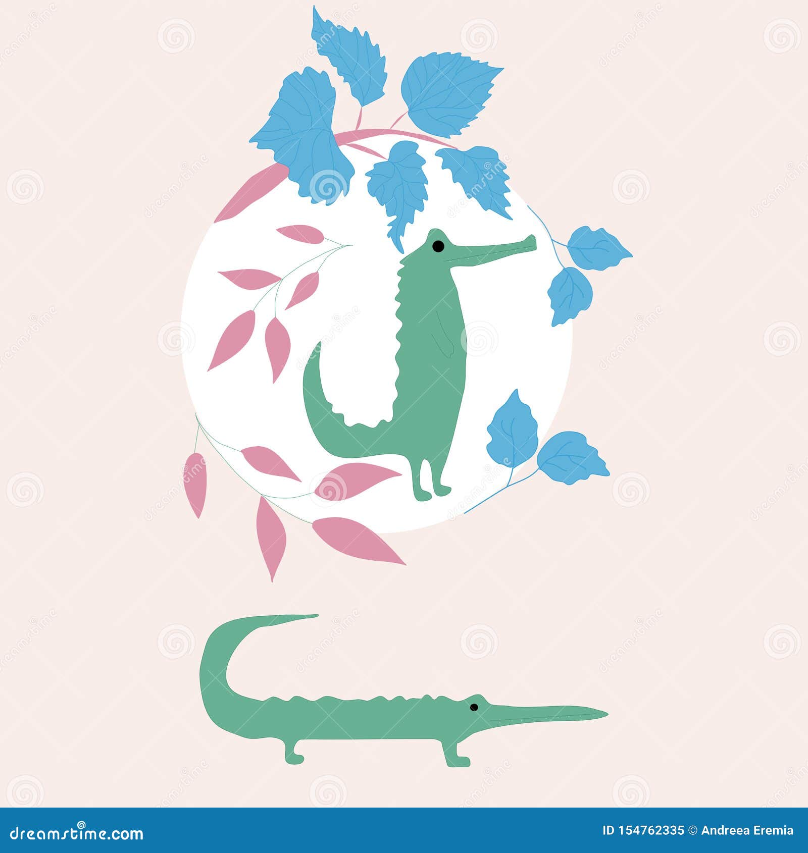 Cute Crocodile Illustration. Vector Elements Stock Vector ...