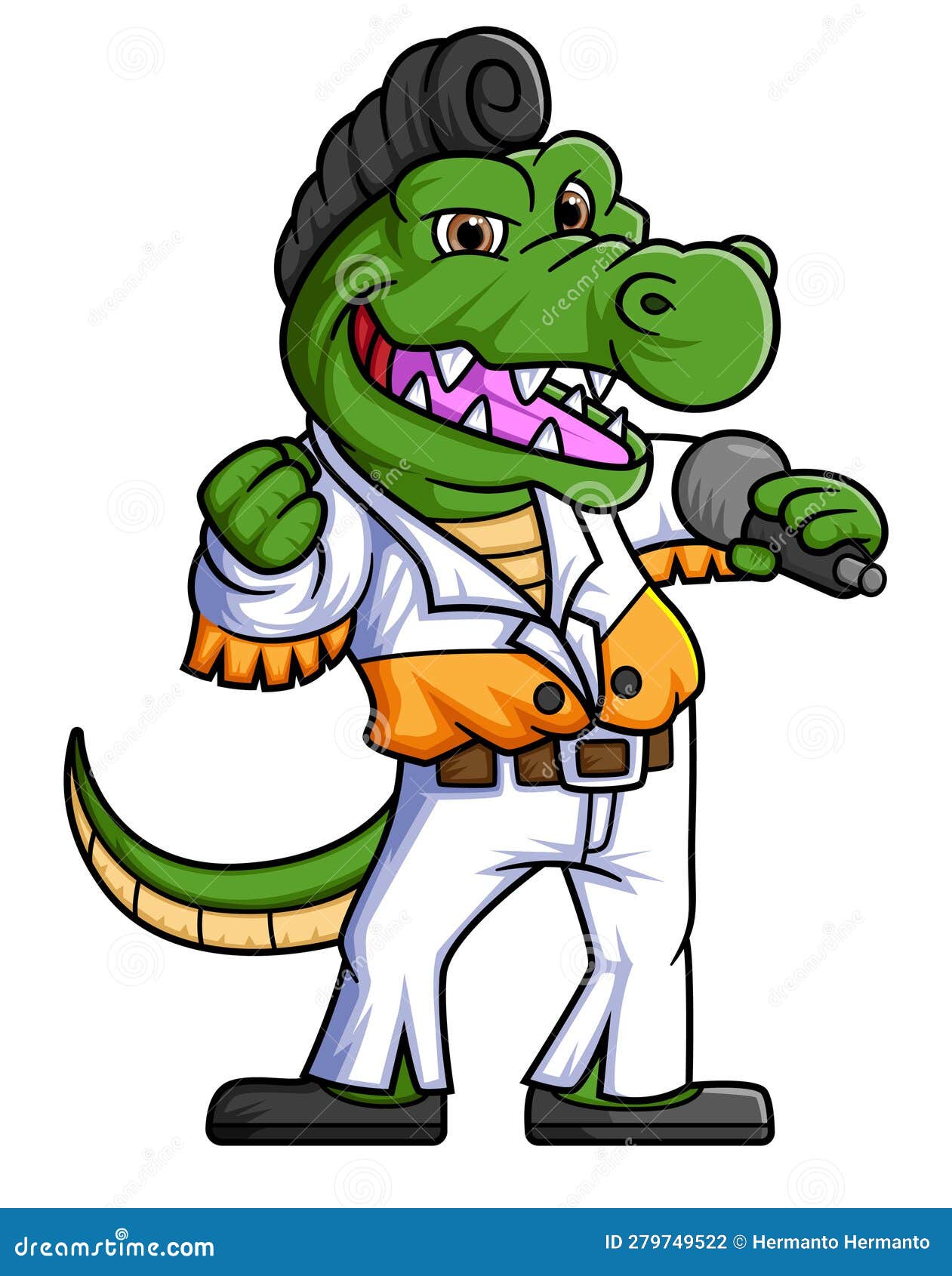 Cute Crocodile Singing Cartoon Character Stock Vector - Illustration of ...