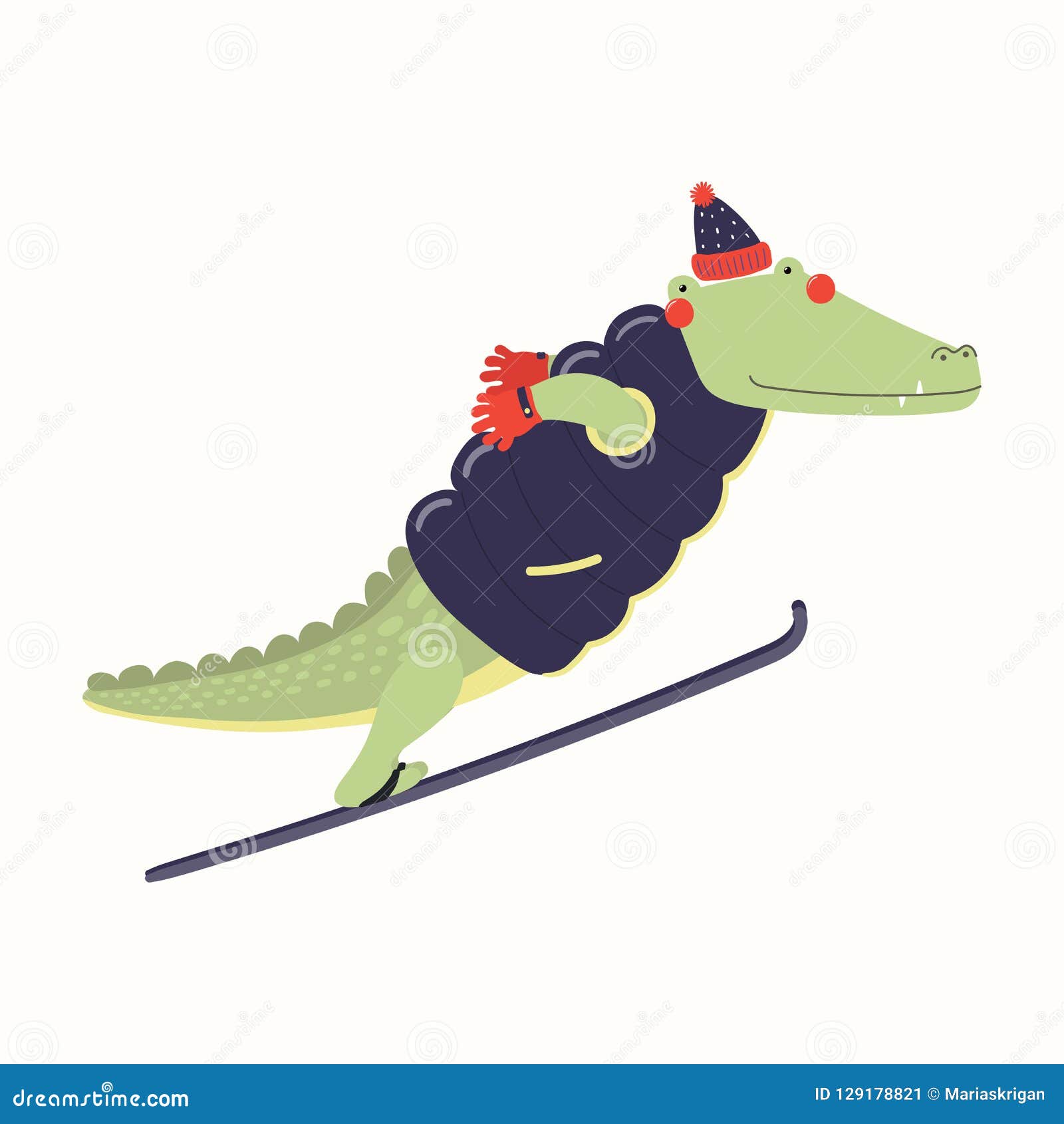 Crocodile Jumping Skipping Rope, Humanized Green Reptile Animal ...