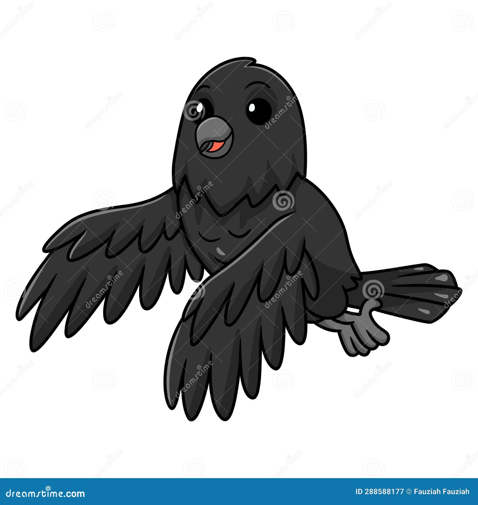 Cute Crow Bird Cartoon Flying Stock Vector - Illustration of design ...