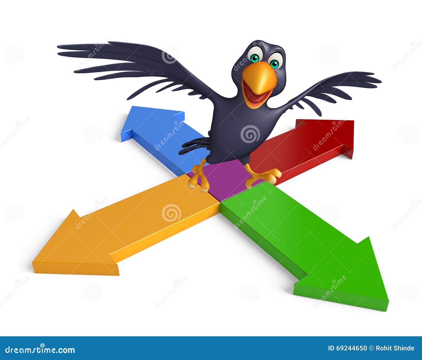 Cute Crow Cartoon Character with Arrow Stock Illustration ...