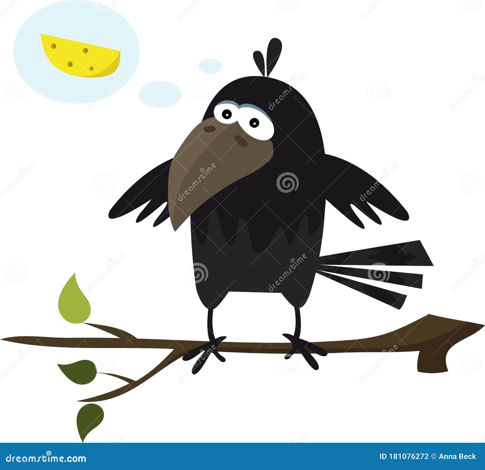 Crow And Cheese Cartoon Vector | CartoonDealer.com #76675021
