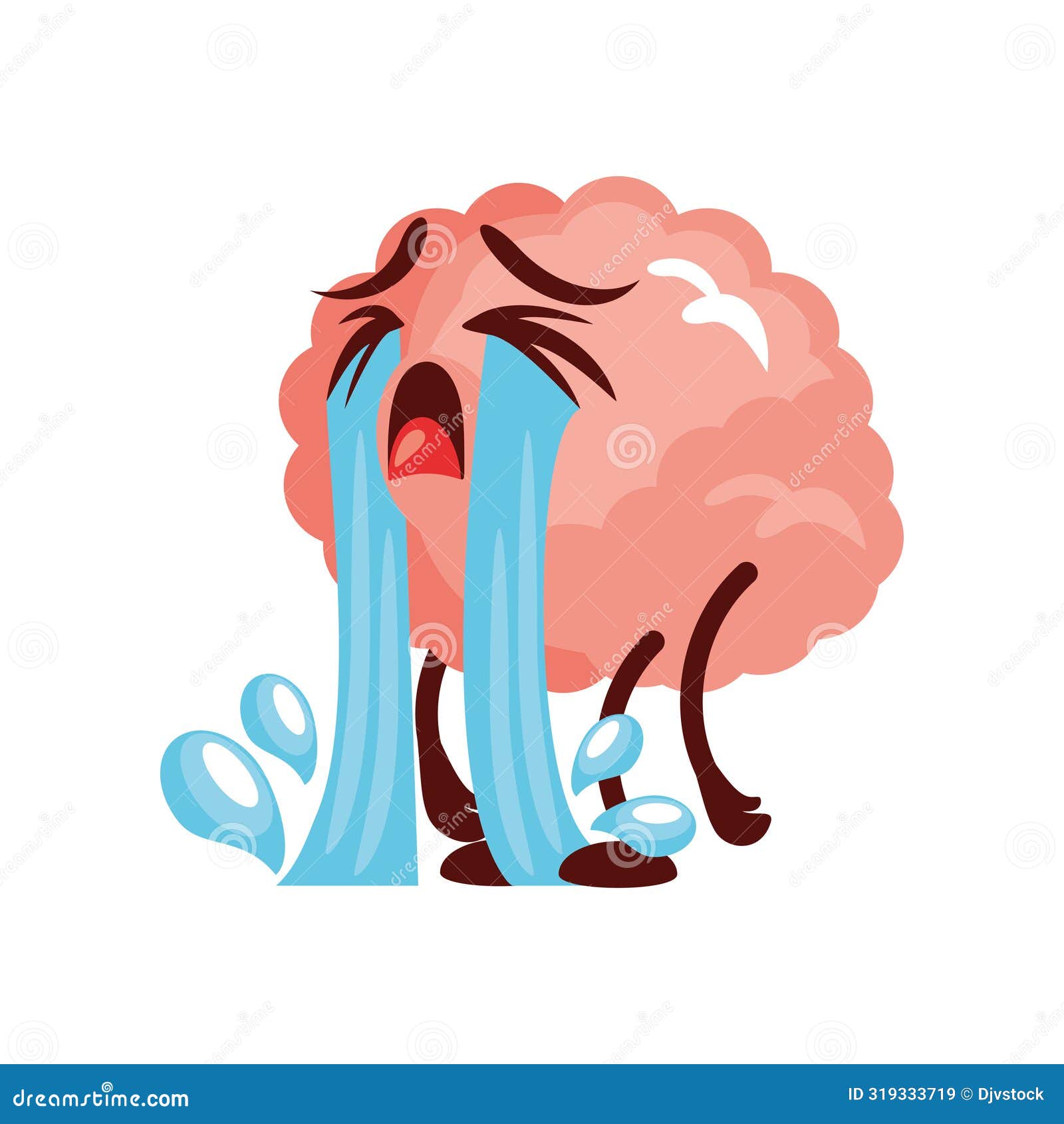 Cute Crying Brain Character Stock Vector - Illustration of brainstorm ...