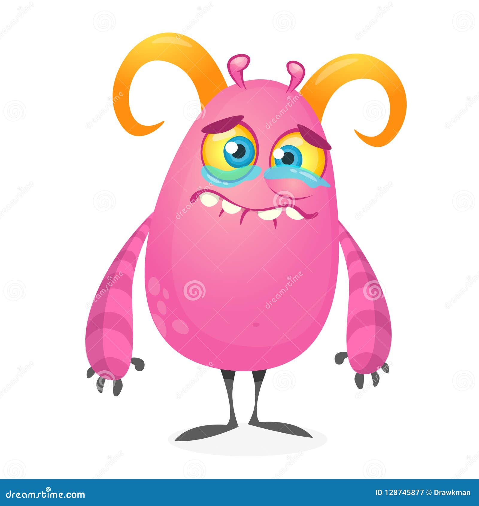 Cute Crying Monster Cartoon. Vector Illustration Stock Vector ...