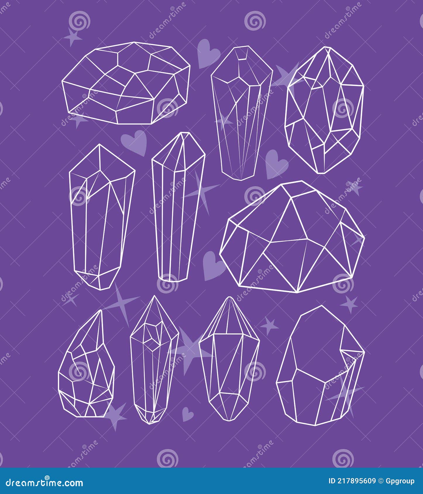 Cute crystals lines stock vector. Illustration of crystal - 217895609