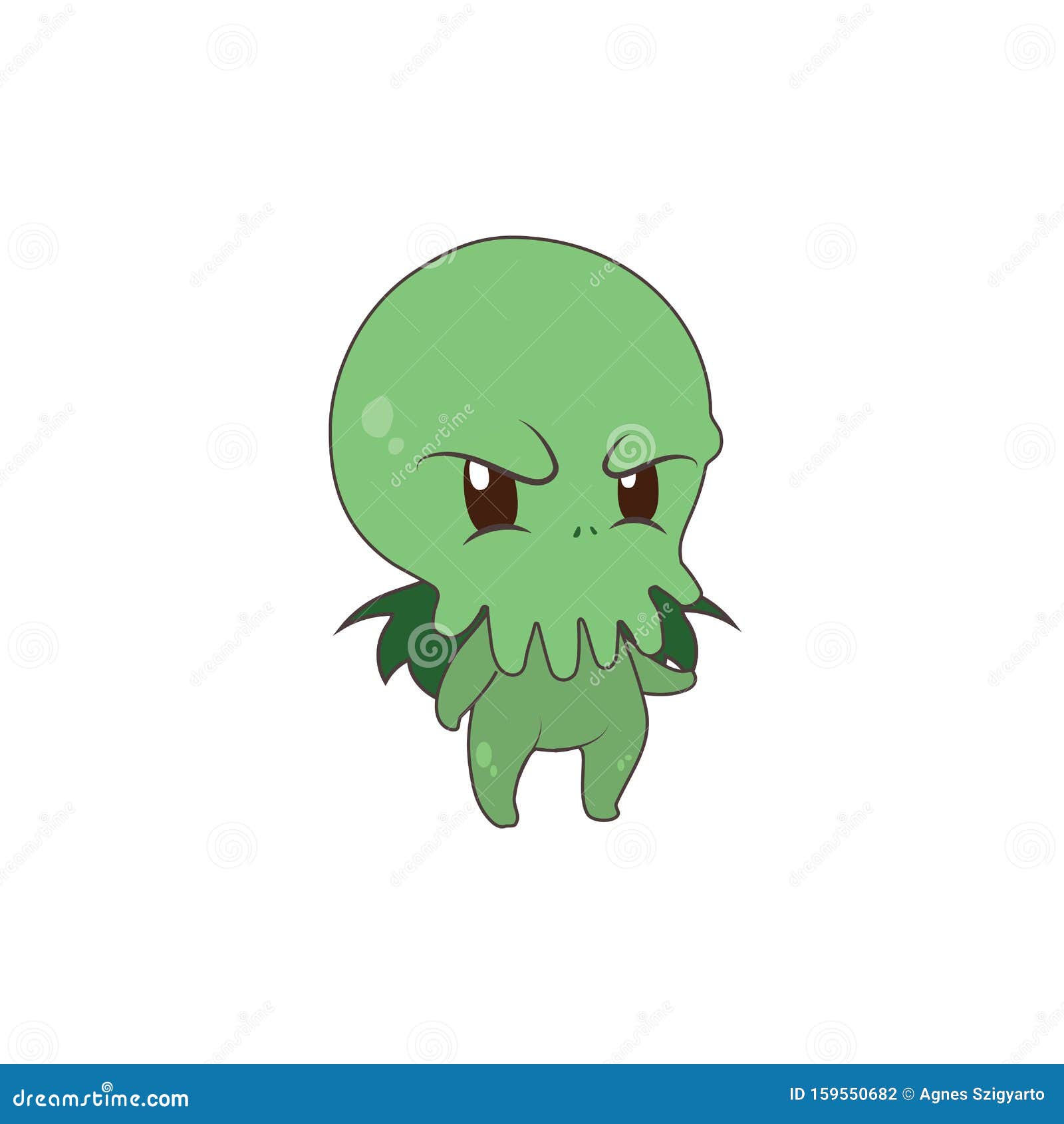 Cute Cthulhu being mad stock vector. Illustration of cute - 159550682